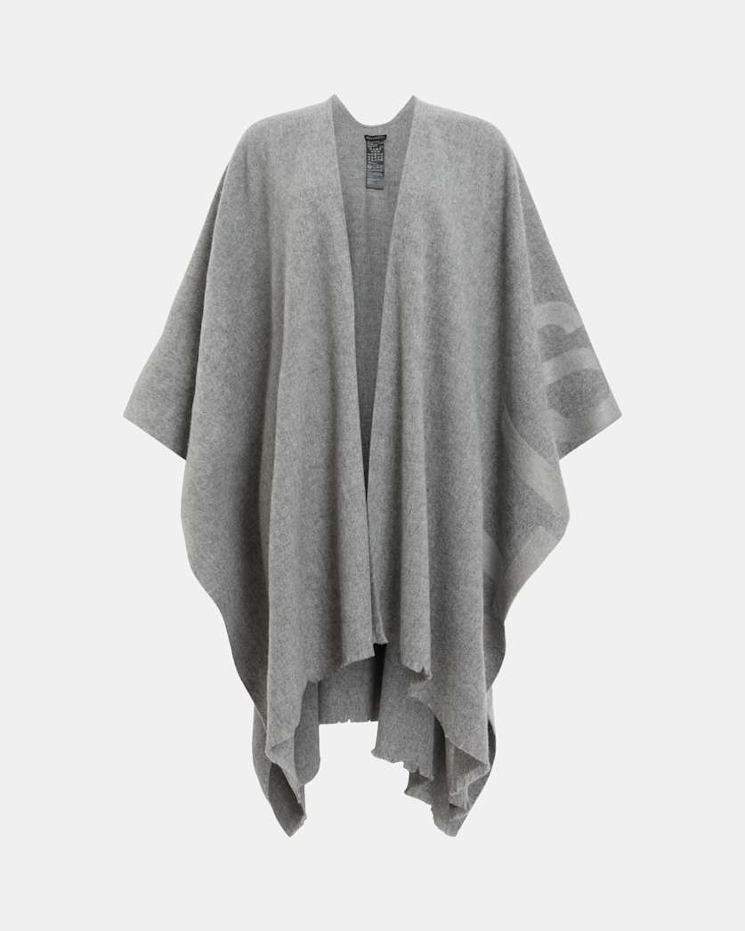 Rae Logo Embroidered Wool Scarf GREY/ULTIMATE GREY | ALLSAINTS